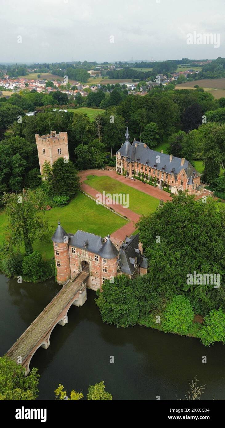 drone photo Grand-Bigard castle Belgium europe Stock Photo - Alamy