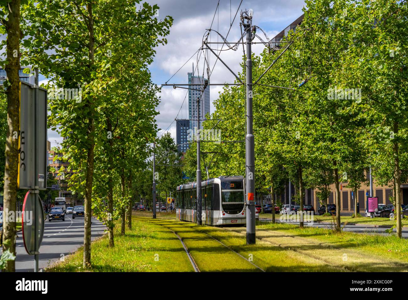 Stadtbegrünung, Innerstädtische Straße Laan op Zuid, im Rotterdamer ...