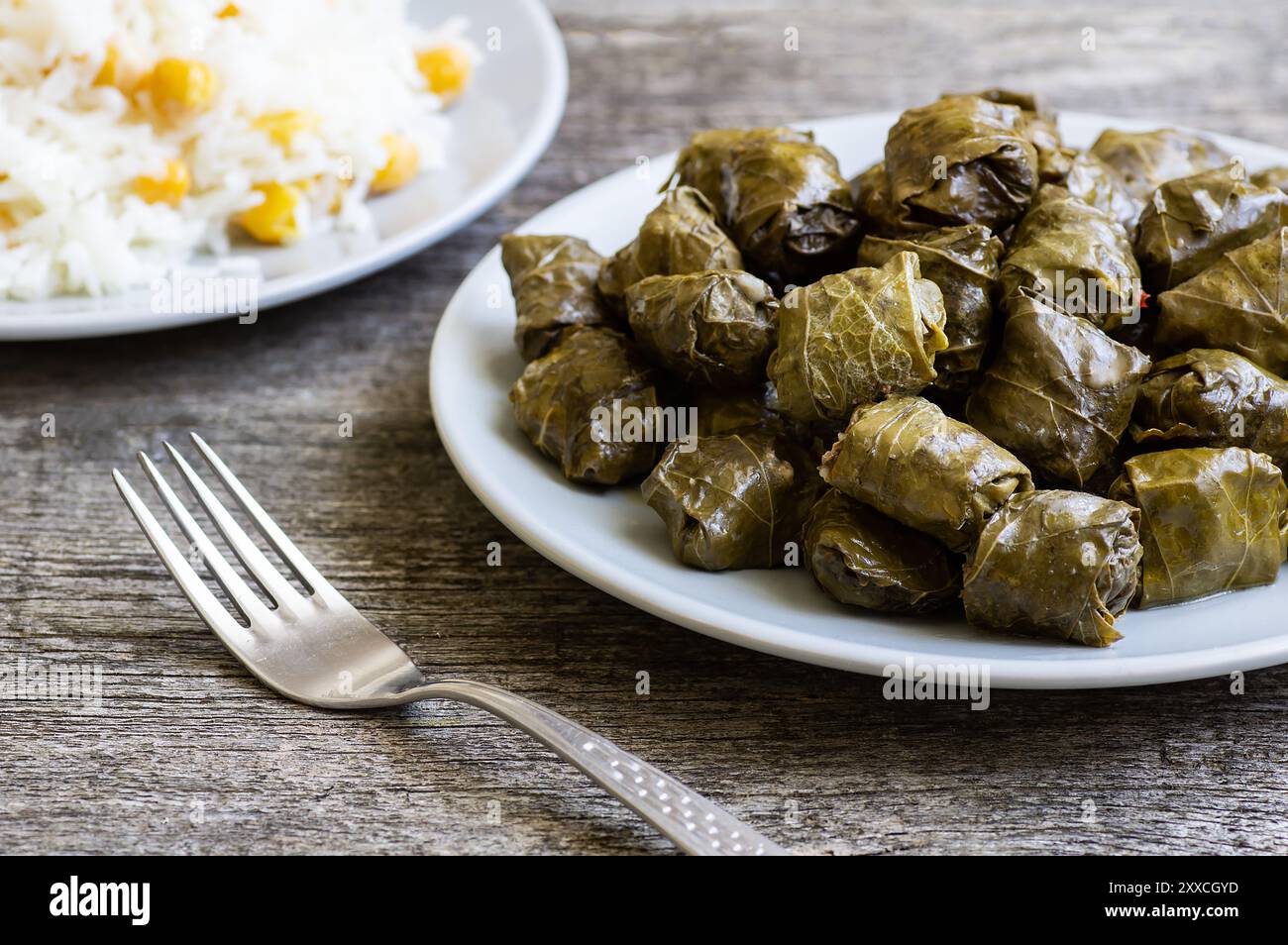 Stuffed meat, grape boiled leaves, traditional turkish food, sarma ...