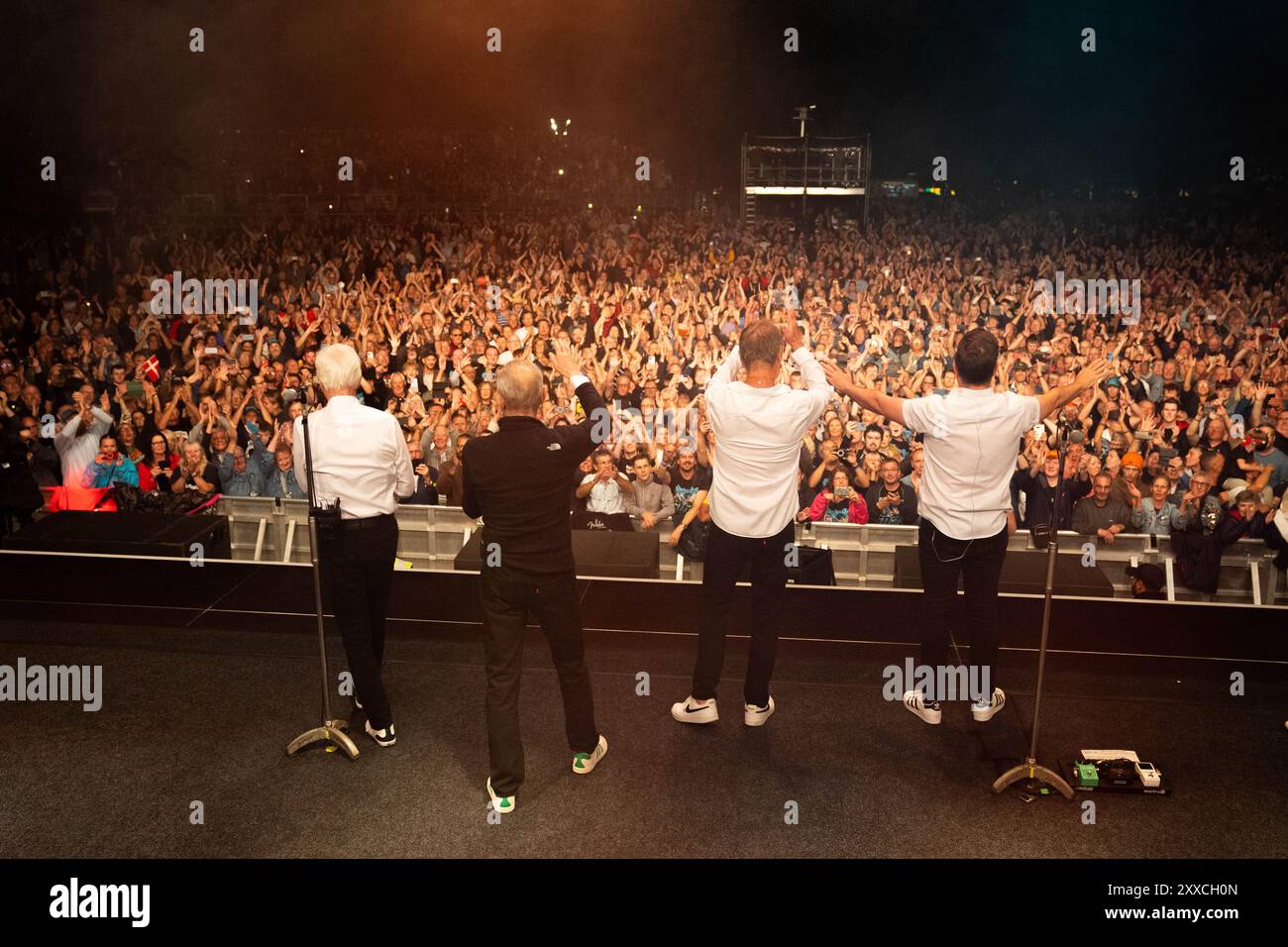 (left to right) Status Quo's keyboard and guitarist Andy Bown, lead ...