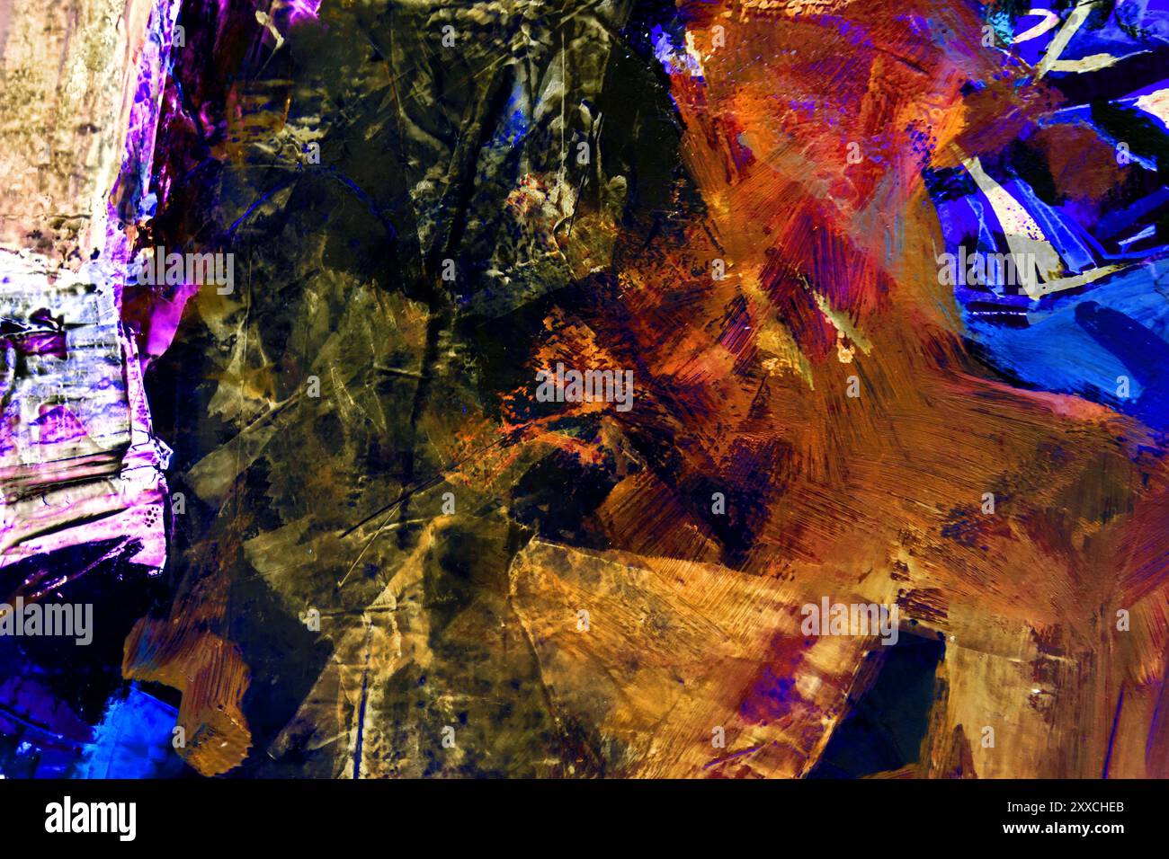 Painted canvas fragment, abstract art painting detail texture ...