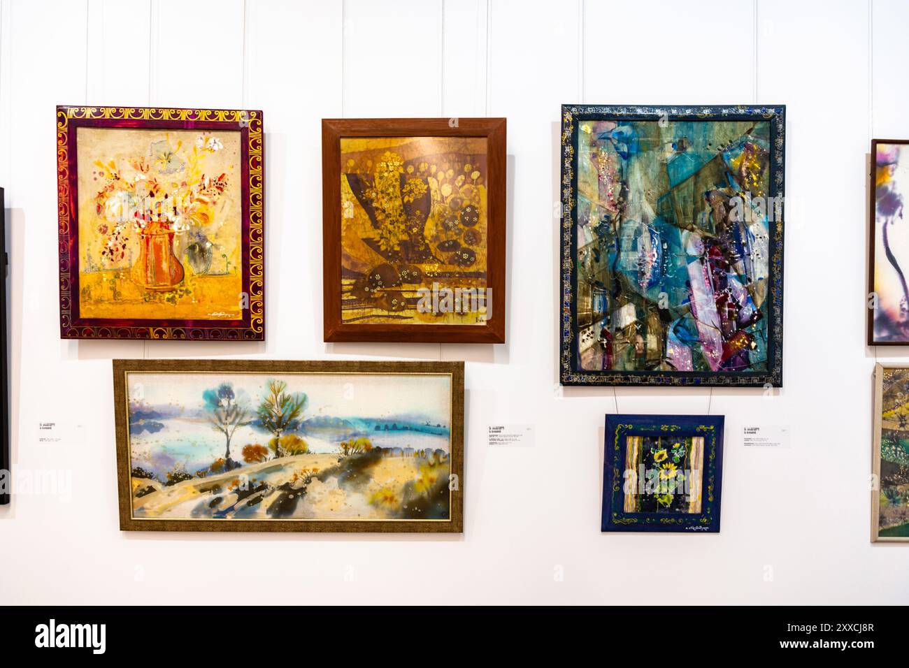 Tbilisi, Georgia - 14 AUG, 2024: Artworks by Georgian artists displayed ...