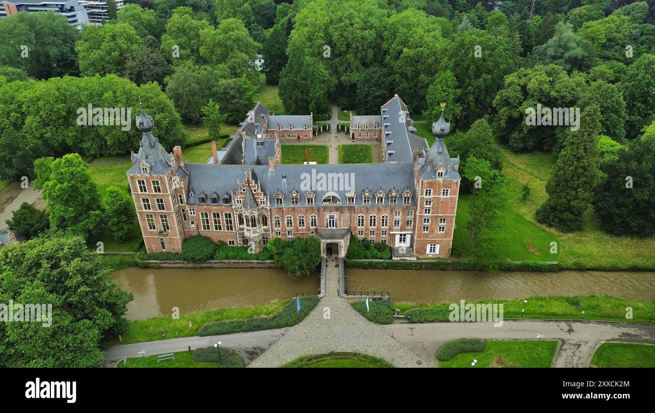 drone photo Arenberg castle belgium europe Stock Photo - Alamy
