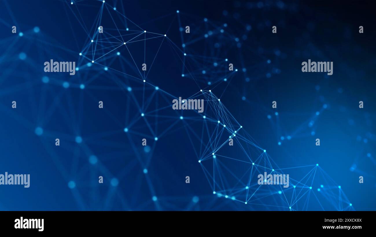 Abstract technology network with glowing nodes and lines. Modern and ...