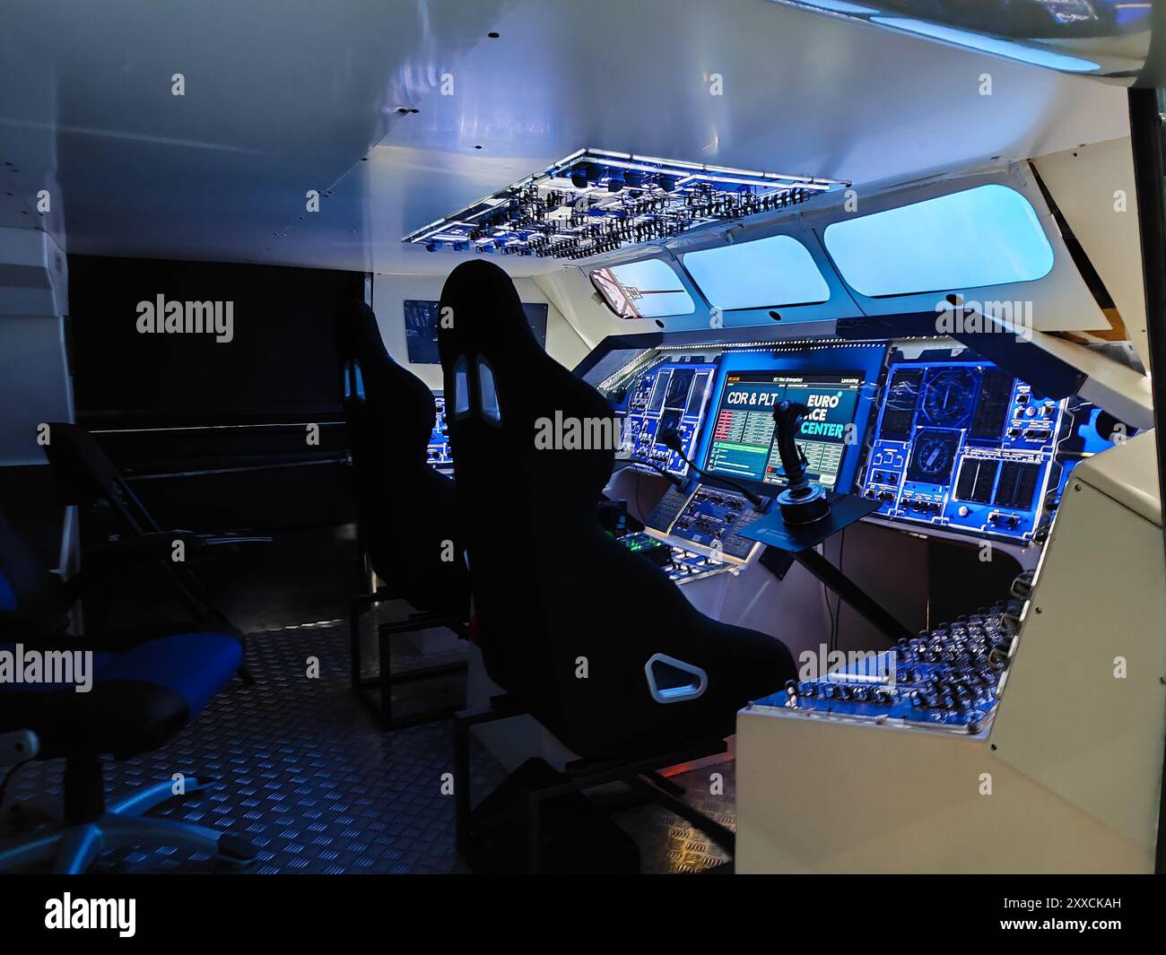 Euro Space Center, Belgium - April 25 2024: Interior view of spacecraft ...