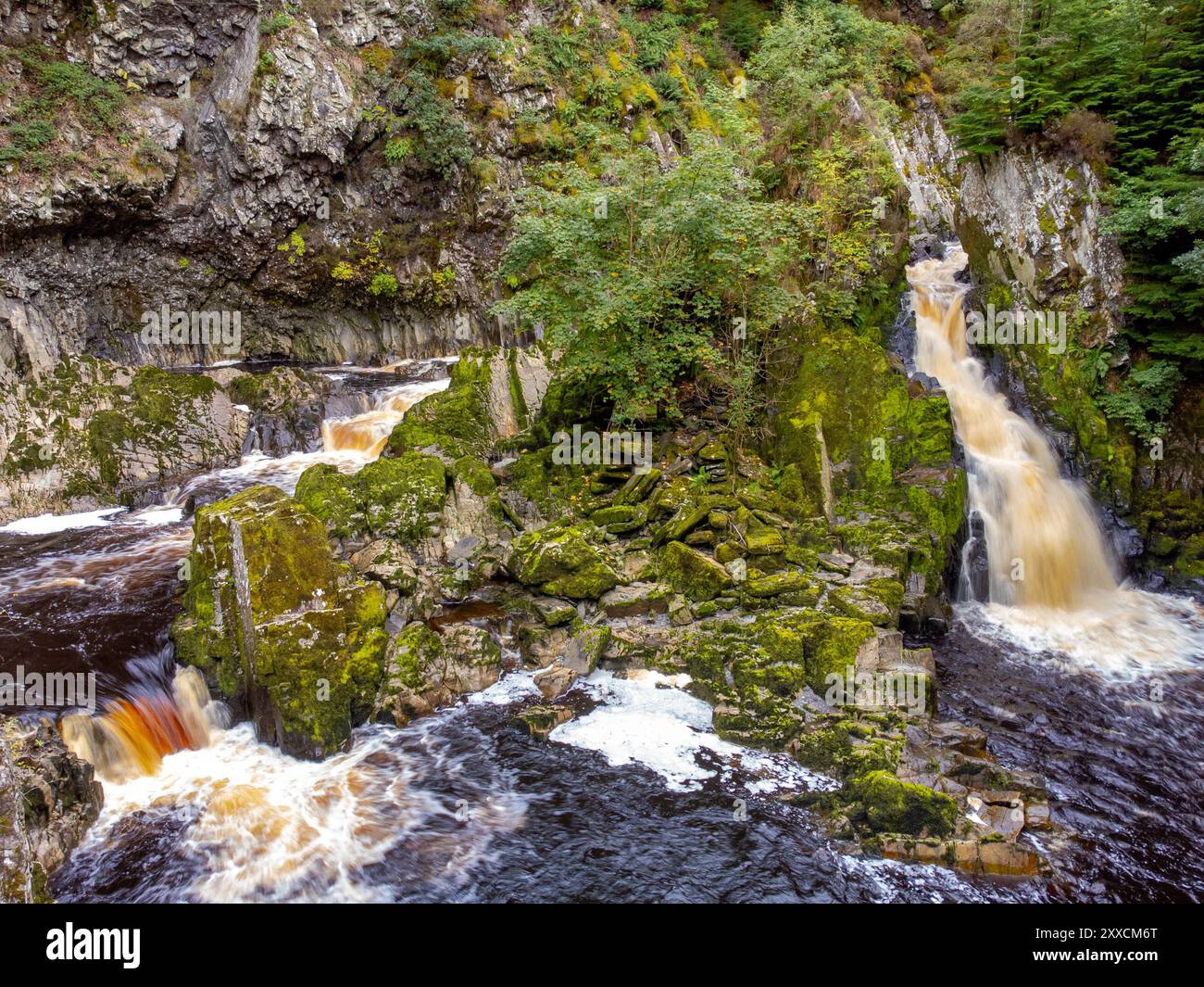 Rhaeadr Y Graig Lwyd, Waterfalls at Conwy Falls Forest Park taken using ...