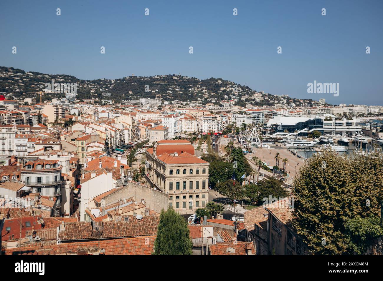 Cannes, France - August 1, 2024: View of the rooftops of Cannes on a ...