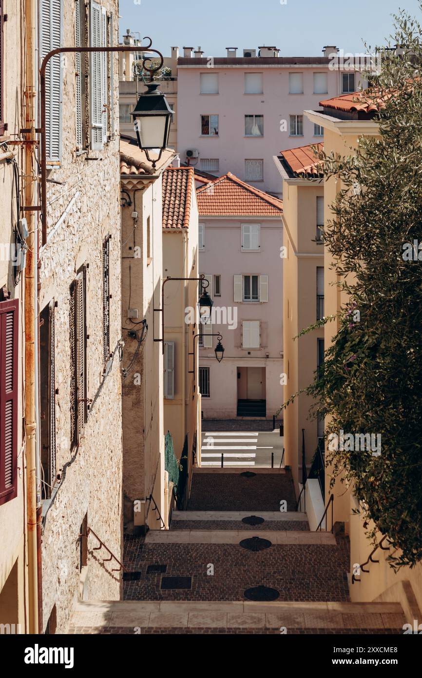 Cannes, France - August 1, 2024: Old town in Cannes, on the French ...