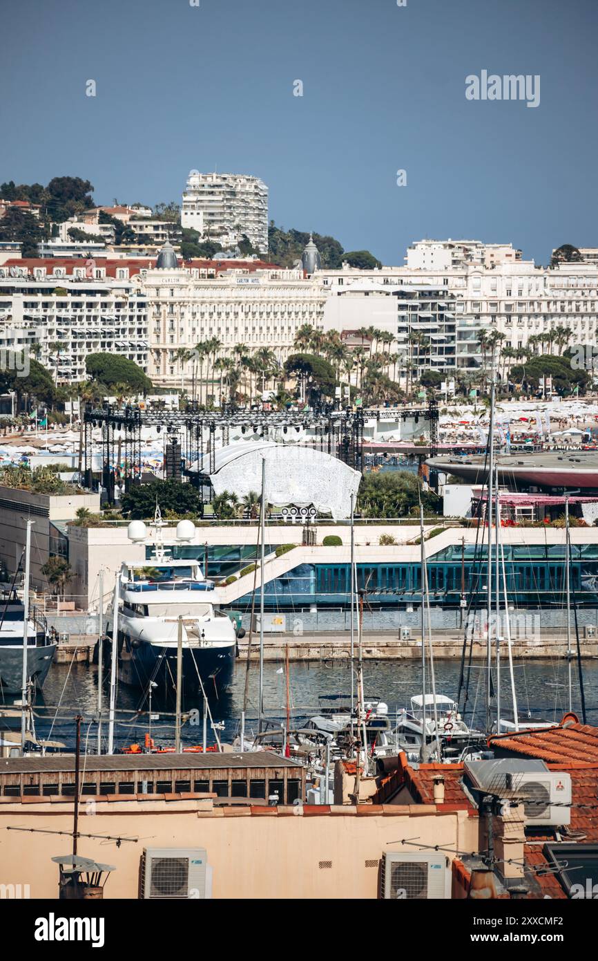 Cannes, France - August 1, 2024: View of central Cannes, on the French ...