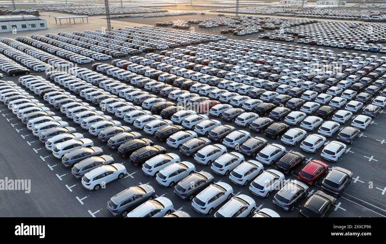 SUZHOU, CHINA - AUGUST 23, 2024 - A batch of cars are about to be ...