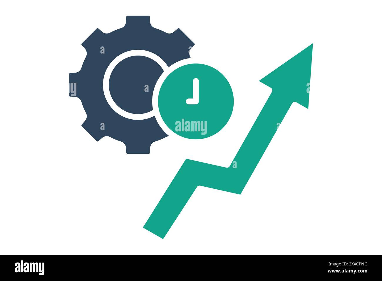 Productivity icon. solid icon style. gear with clock and arrow. icon ...