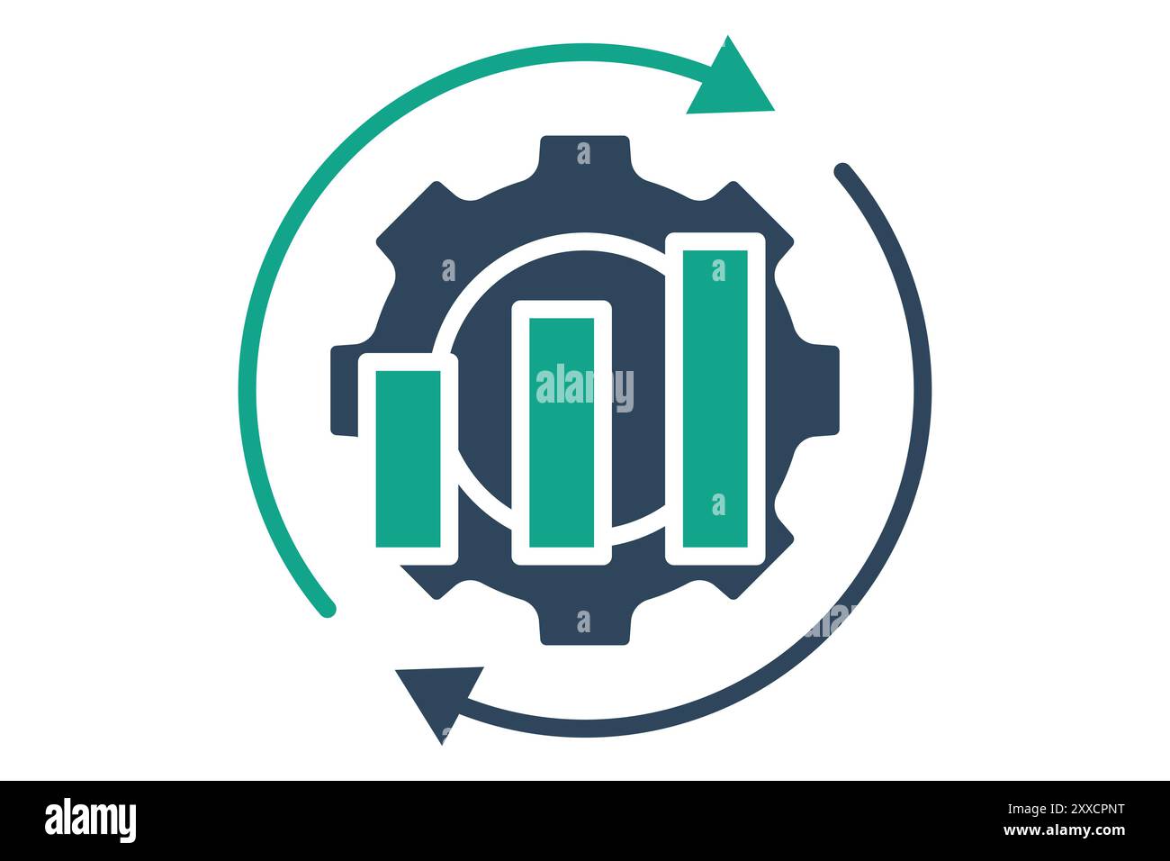Optimization icon. solid icon style. chart with gear and arrow. icon related to efficiency ...