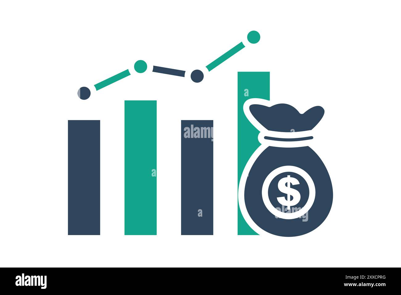 Cost icon. solid icon style. chart with money bag. icon related to ...