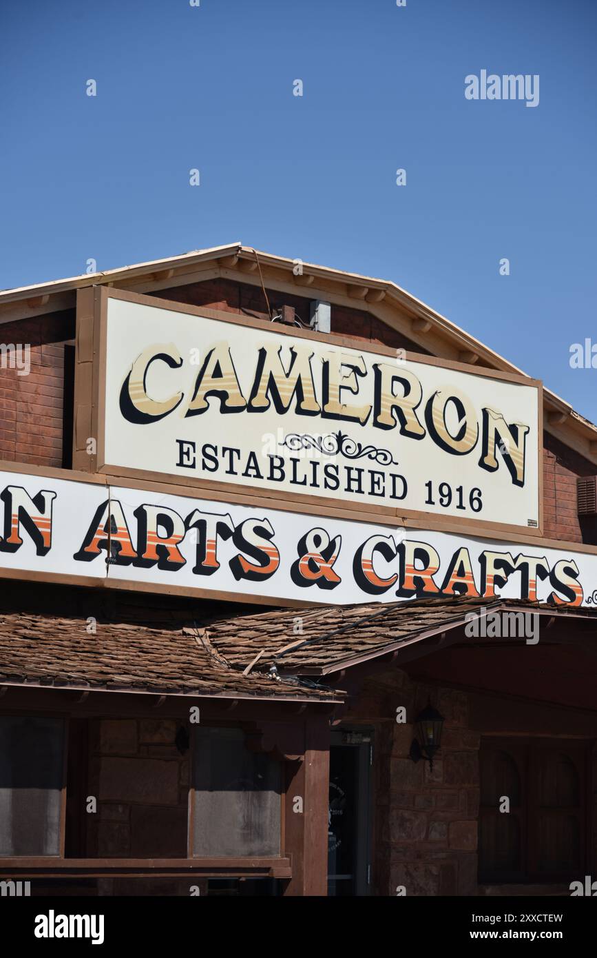 Cameron AZ U.S.A. 8/12/2024. A Swayback suspension bridge was erected ...