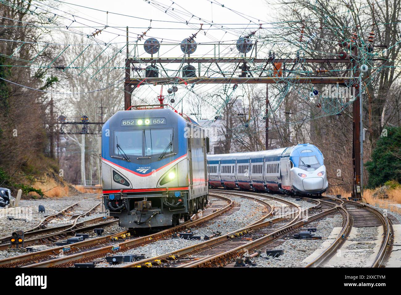 Amtrak Acela II train approaching Overbrook with 652 Stock Photo - Alamy