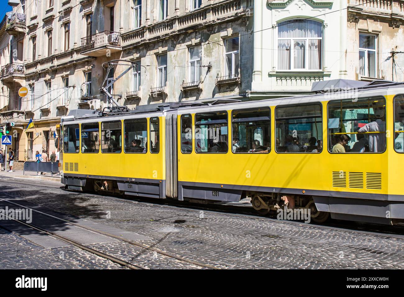 Lviv, Ukraine, August 23, 2024 Lviv tram continues to operate while the ...
