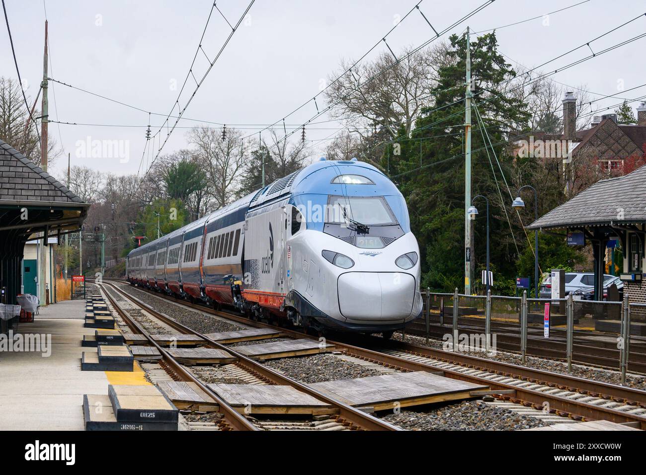 Amtrak Acela II train testing on the Main Line Stock Photo - Alamy