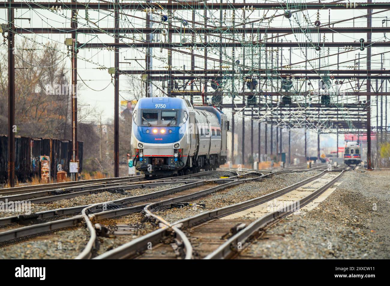 Amtrak test train on the Northeast Corridor Stock Photo - Alamy