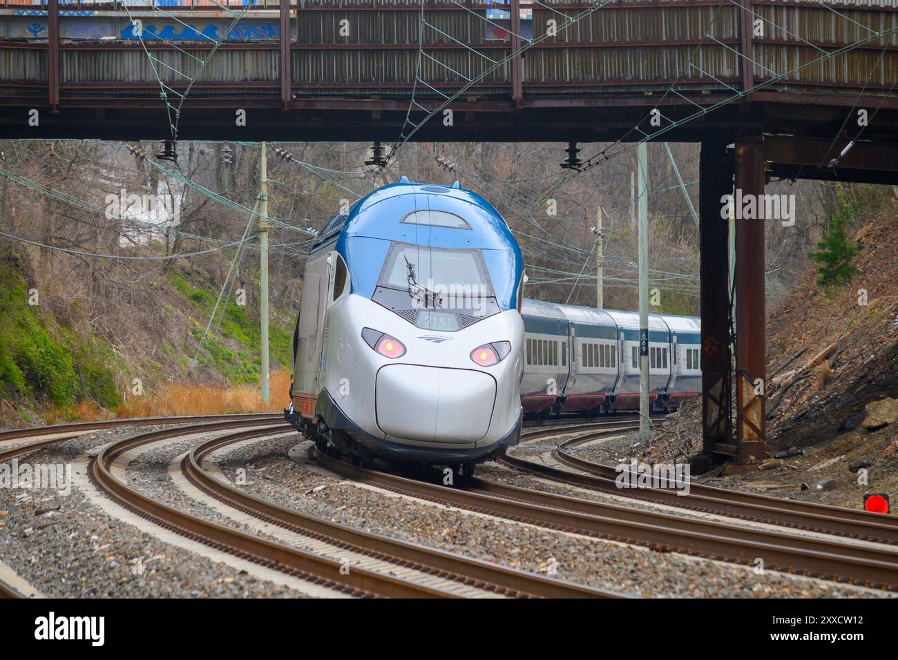 Amtrak Acela II train testing on the Main Line Stock Photo - Alamy