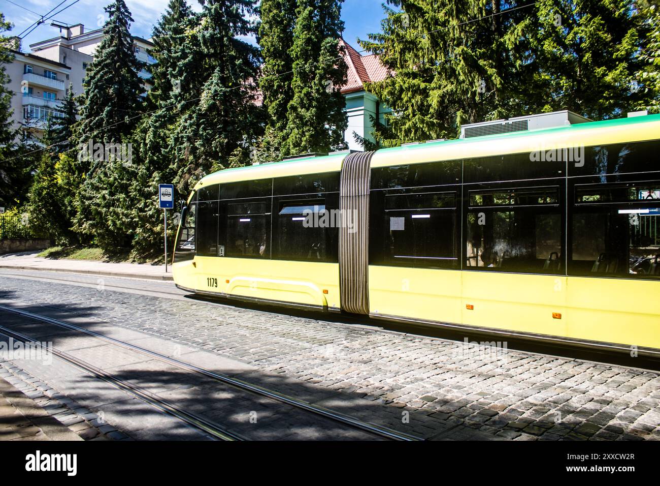 Lviv, Ukraine, August 23, 2024 Lviv tram continues to operate while the ...