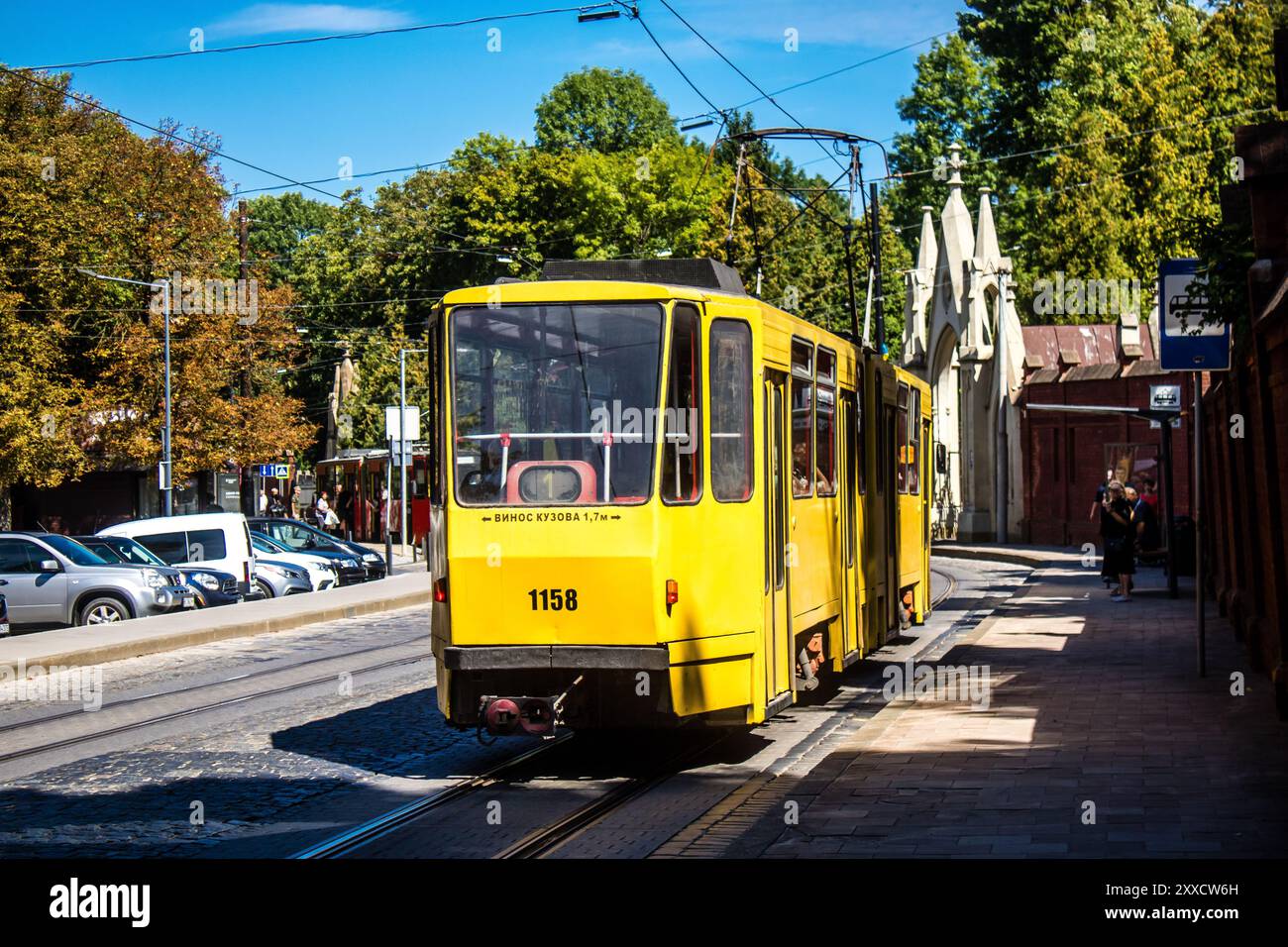 Lviv, Ukraine, August 23, 2024 Lviv tram continues to operate while the ...