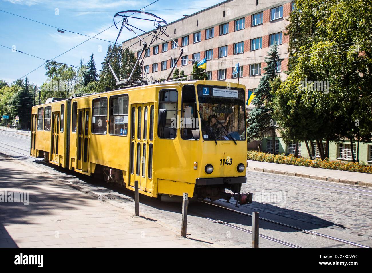 Lviv, Ukraine, August 23, 2024 Lviv tram continues to operate while the ...