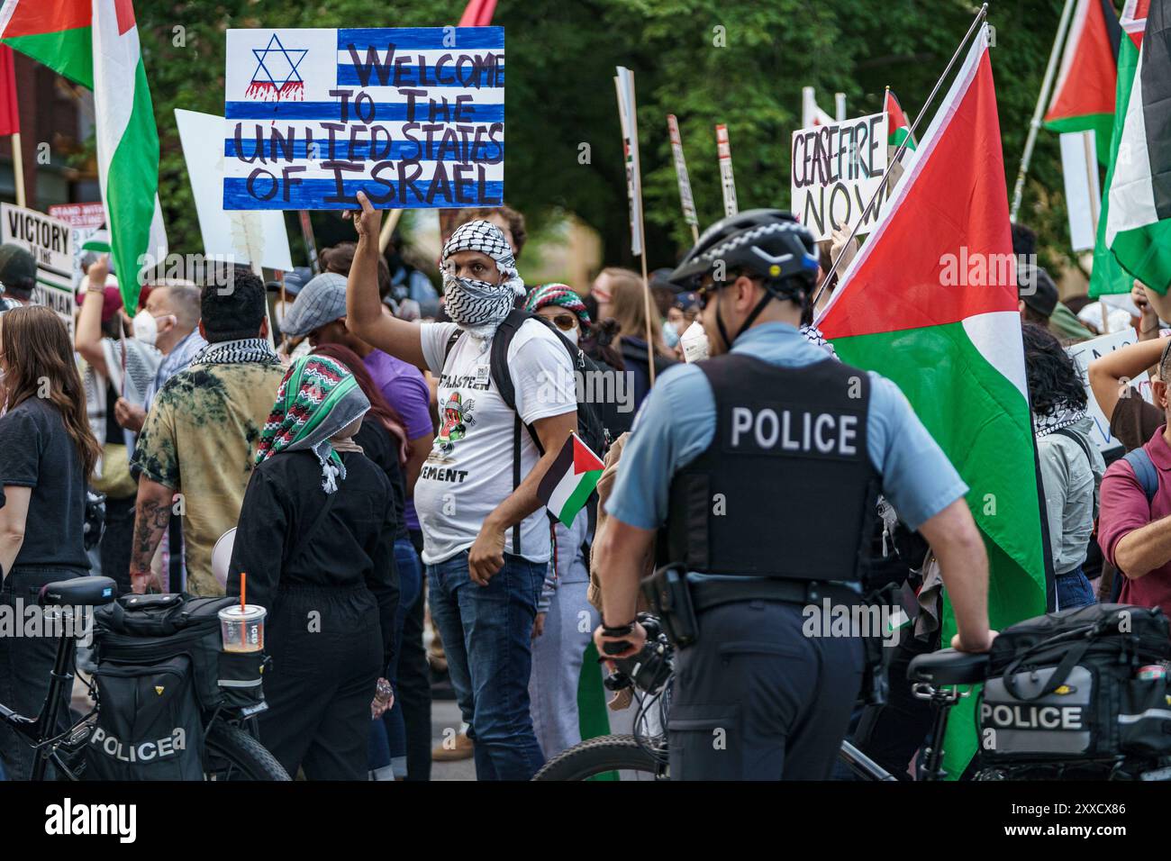 Chicago, Illinois, USA. 22nd Aug, 2024. March on the DNC protesters ...