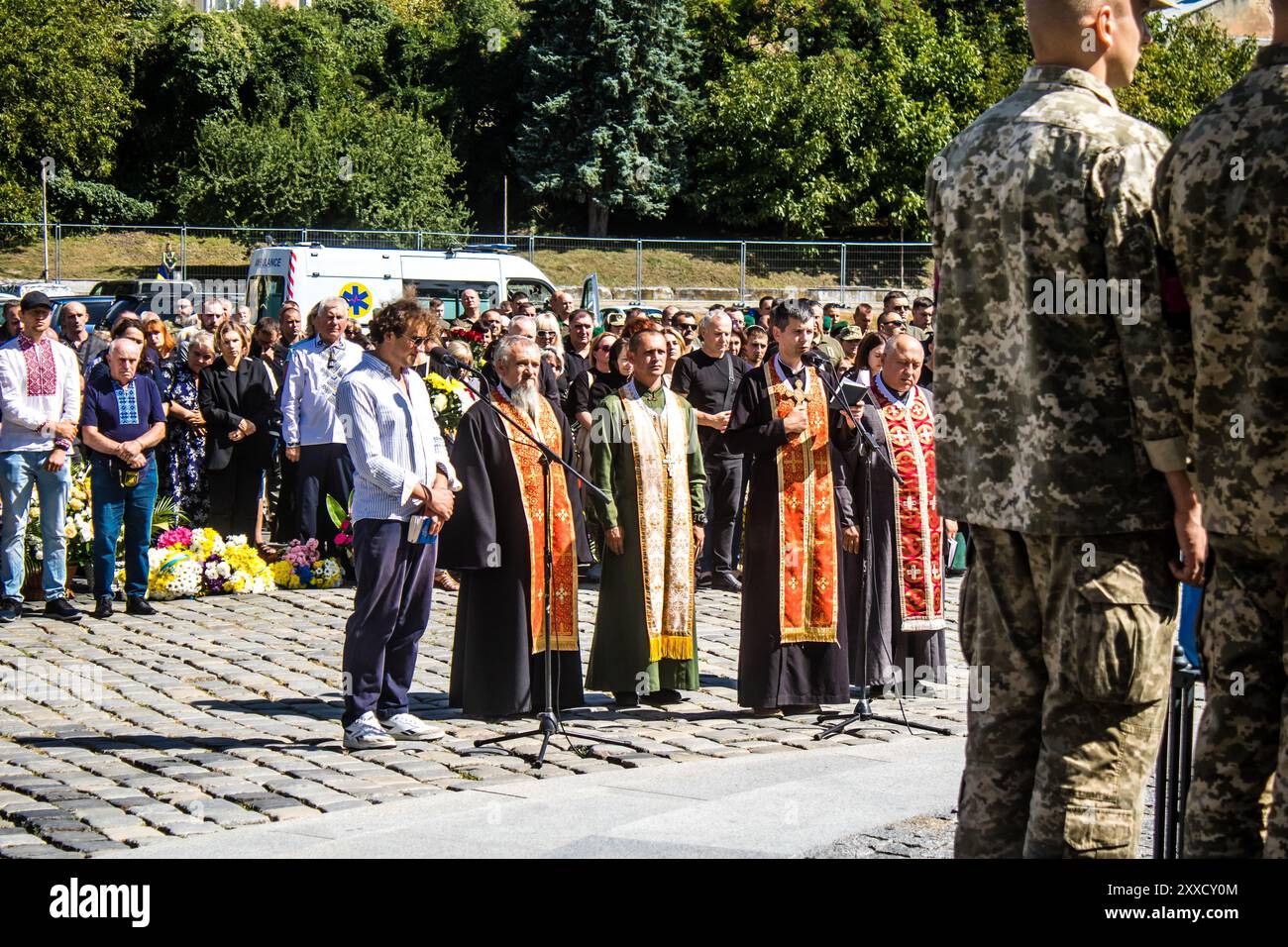 Lviv, Ukraine, August 23, 2024 Orthodox Christian priests at the ...