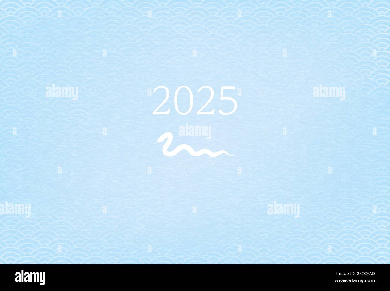 Japanese New Year's card for the year of the Snake 2025, white snake ...