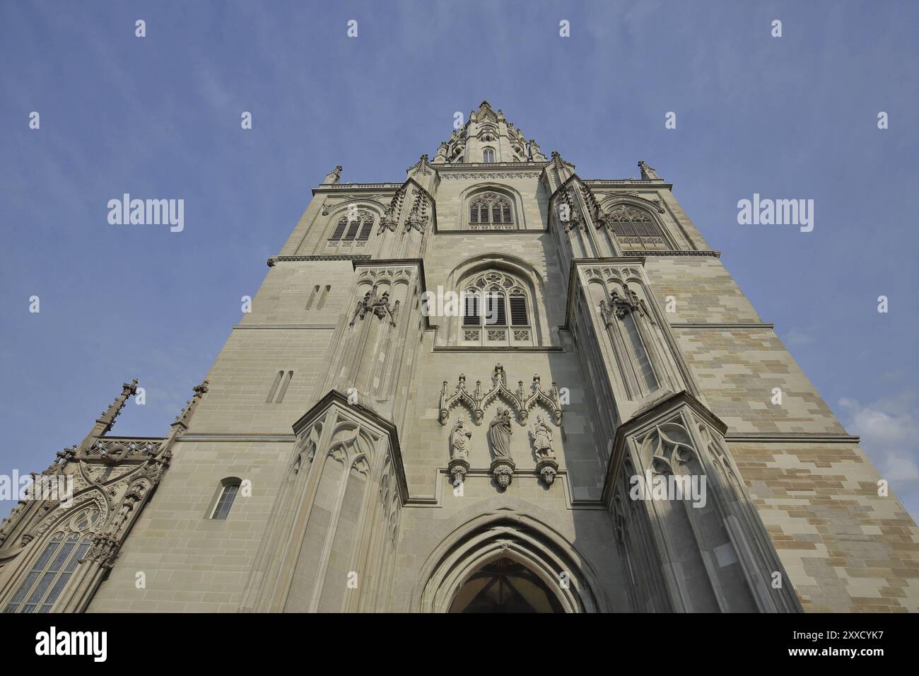 Gothic Minster of Our Lady, view upwards, decorations, figures, Minster ...