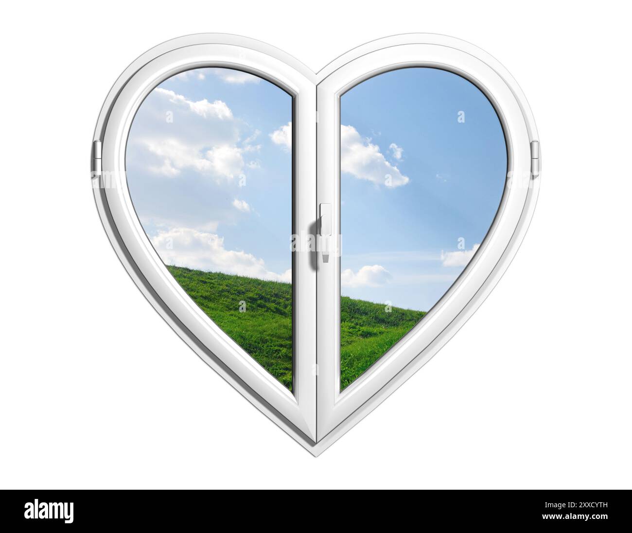 Summer nature behind a heart-shaped window Stock Photo - Alamy