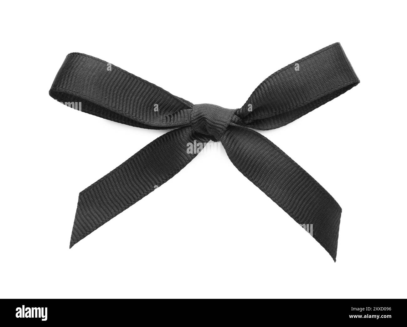 One black satin bow isolated on white, top view Stock Photo - Alamy