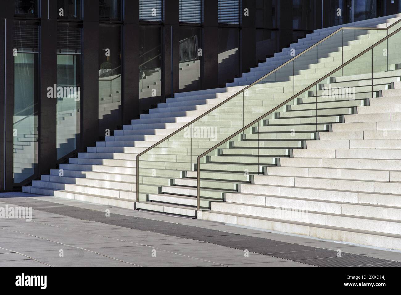 Staircase between the two buildings of the Hyatt Hotel in Duesseldorf's ...