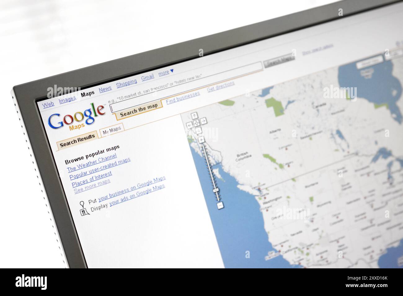 Google maps search page displayed on a computer monitor Stock Photo - Alamy