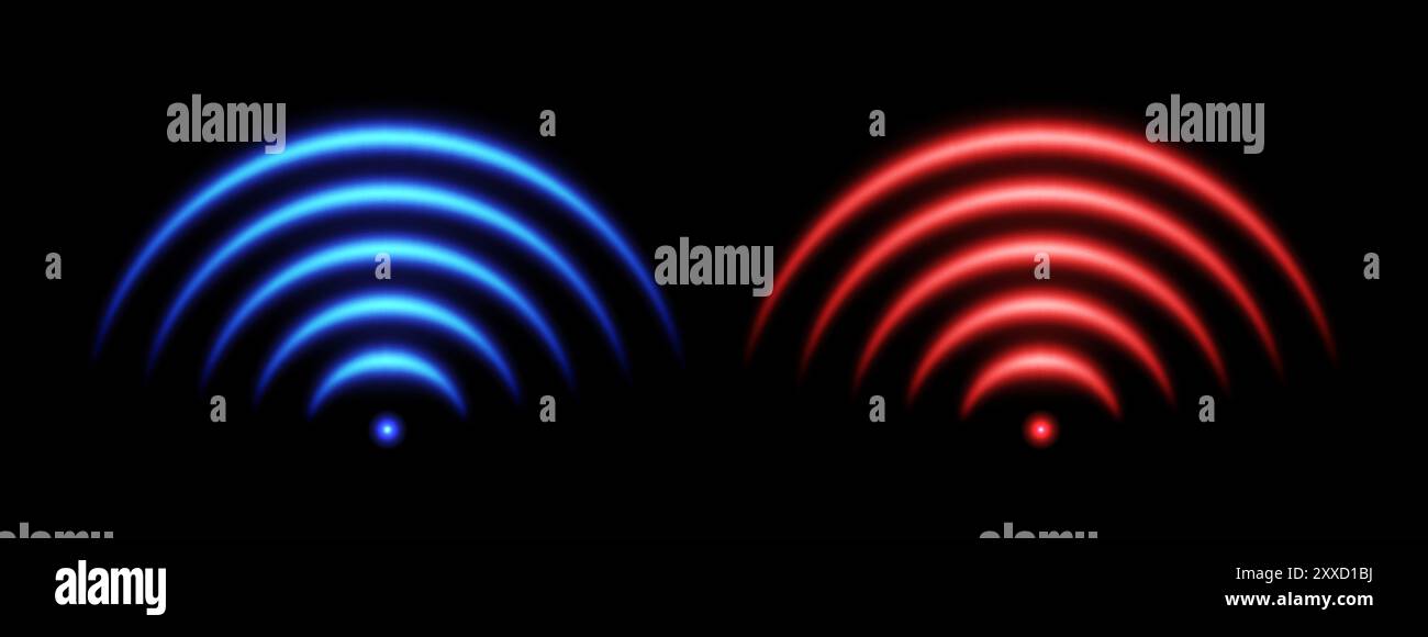 WiFi or scanner light effect, red and blue glowing sonic waves, good or ...
