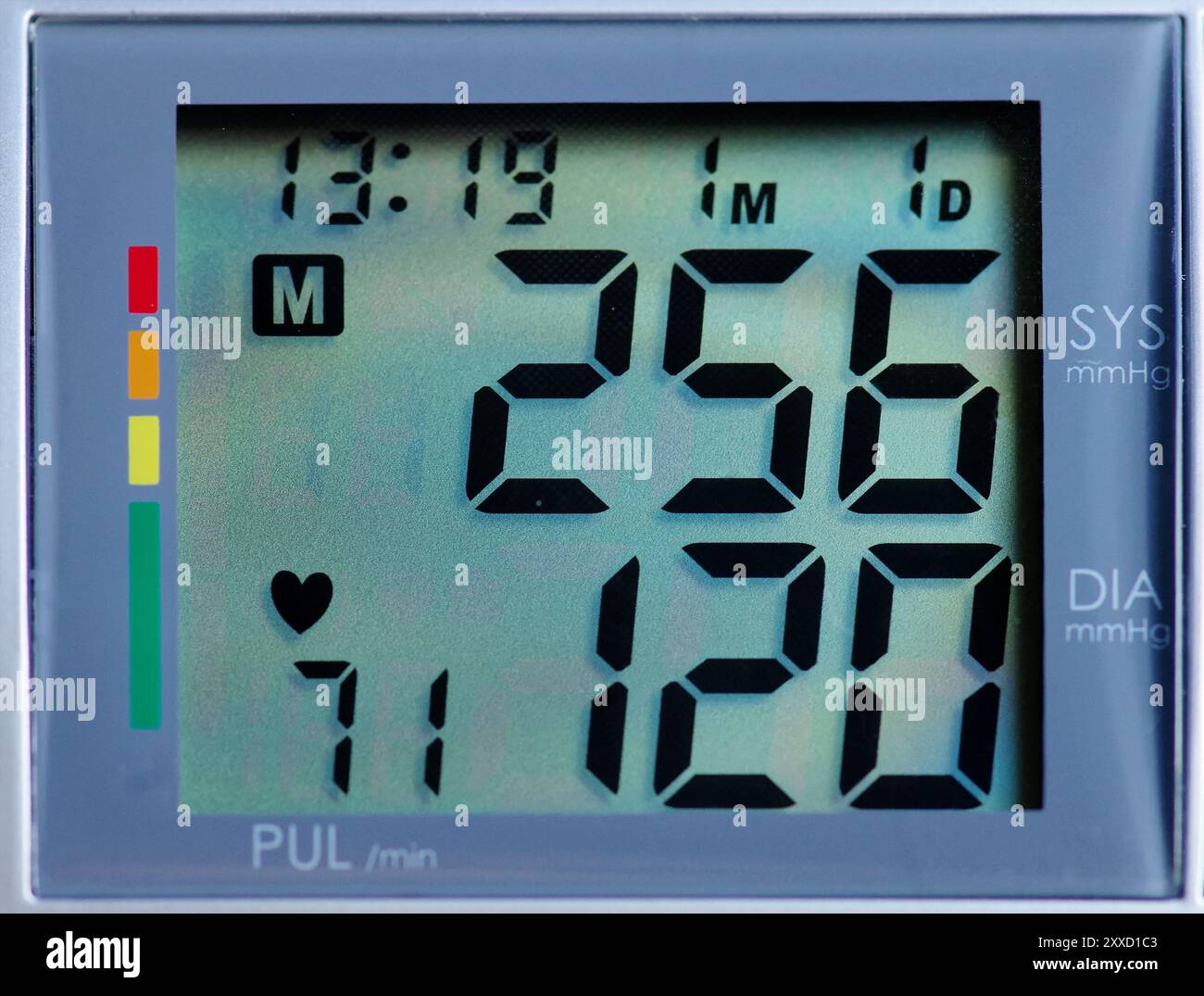 Blood pressure monitor with display of high values Stock Photo - Alamy