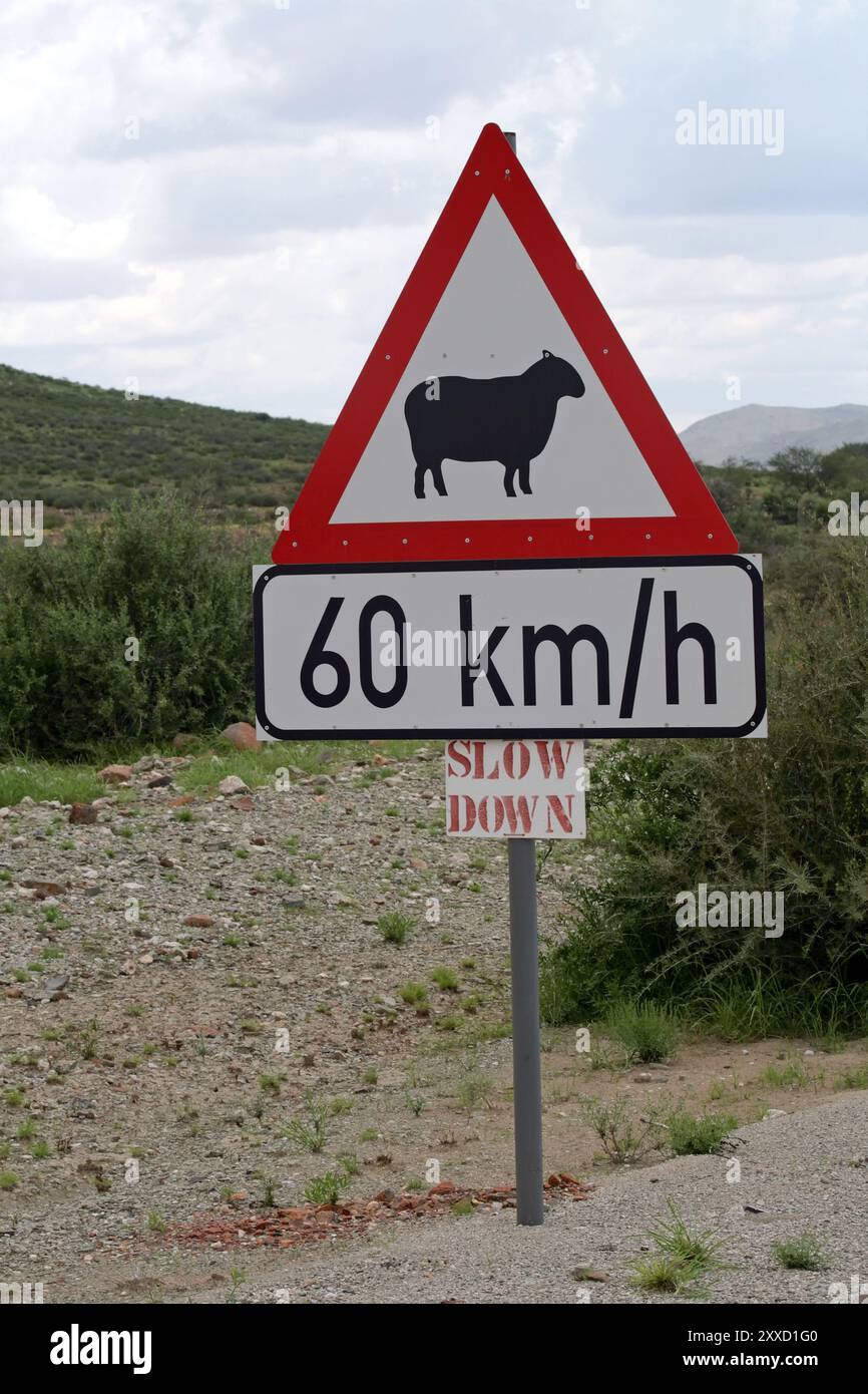 Traffic sign in Namibia Africa Stock Photo - Alamy
