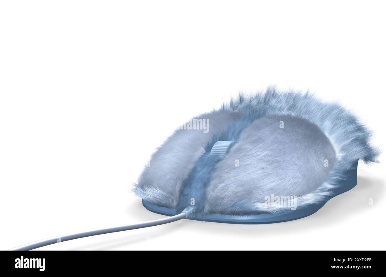 Blue furry computer mouse isolated on white background Stock Photo - Alamy