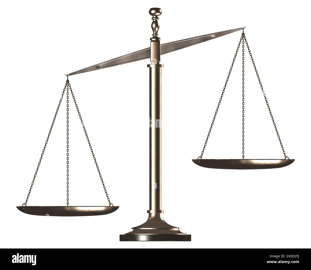 Bronze biased empty justice scales Conceptual photo-realistic 3D ...