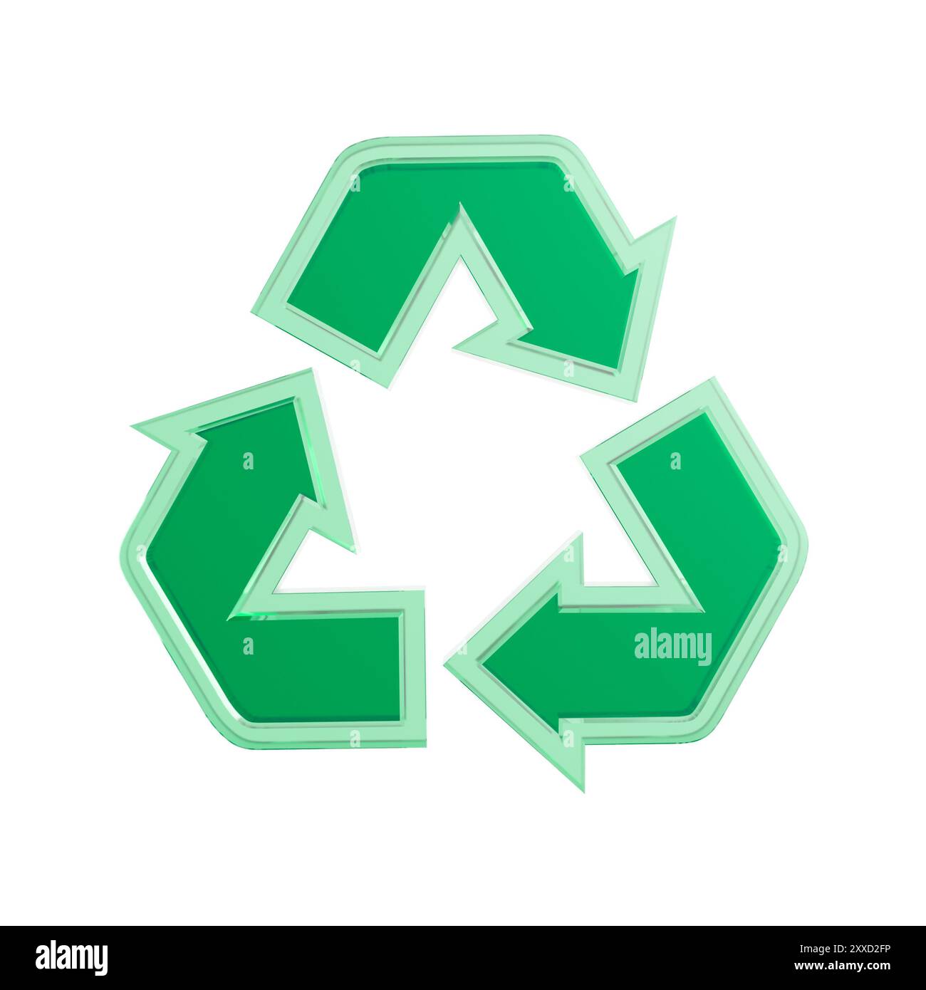 Green translucent recycling sign 3D illustration isolated on white ...