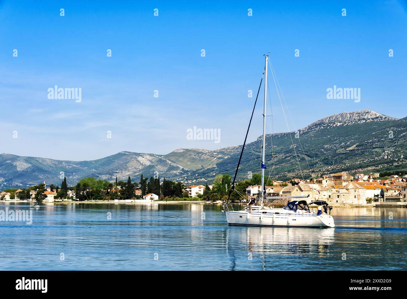 Sailing yacht off the Croatian coast near Kastel Gomilica Stock Photo ...