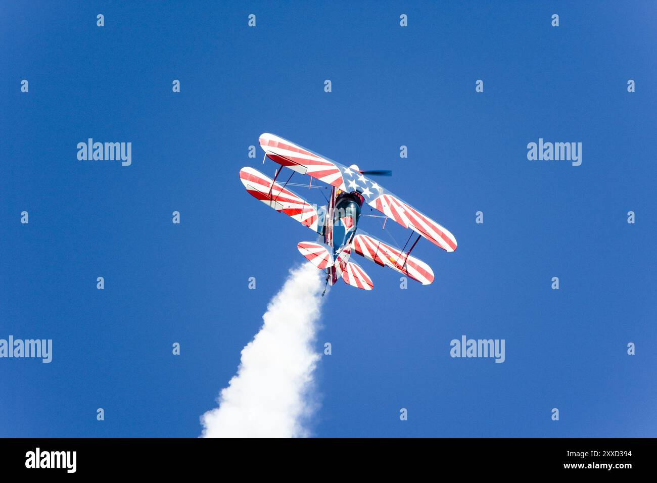 Vertical take-off of a biplane Stock Photo - Alamy