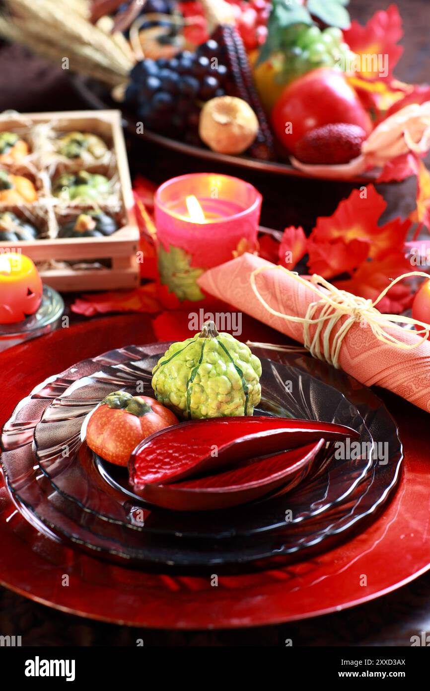 Luxurious table setting for the harvest festival Stock Photo - Alamy