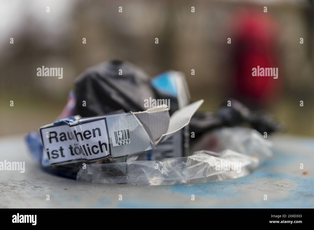 Empty cigarette packet labelled Stock Photo - Alamy