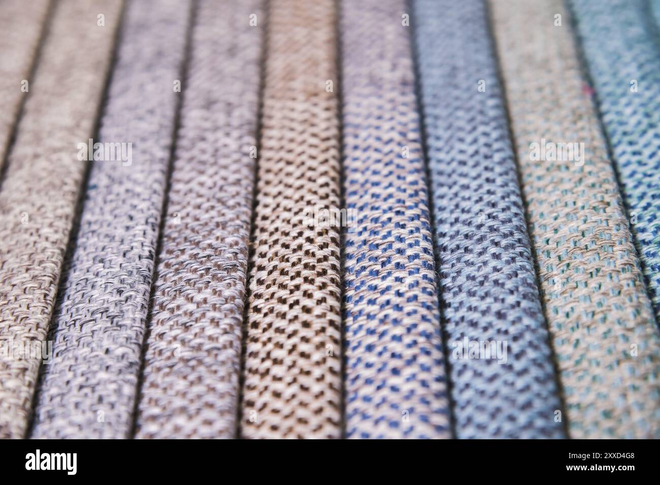 Colorful and bright fabric samples of furniture and clothing upholstery ...