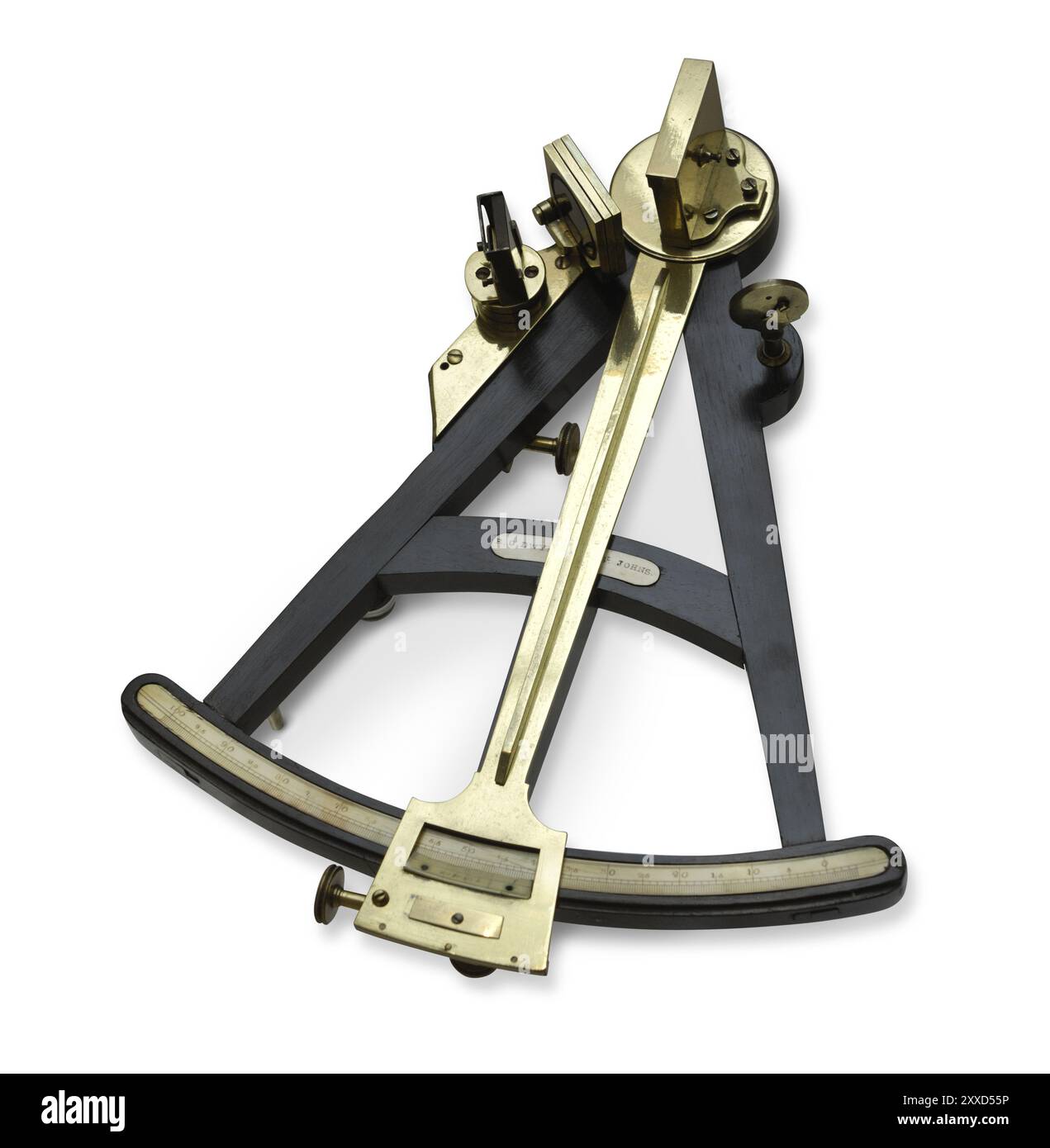 Sextant Reflecting navigation instrument Isolated silhouette with ...