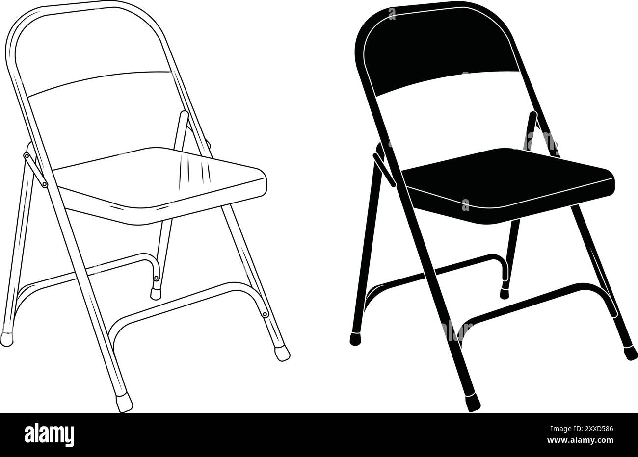 Folding chair vector illustration. Folding chair detailed line art and ...