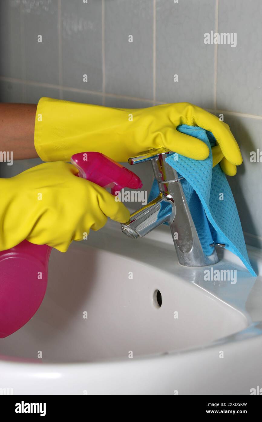 Cleaning the bathroom Stock Photo - Alamy