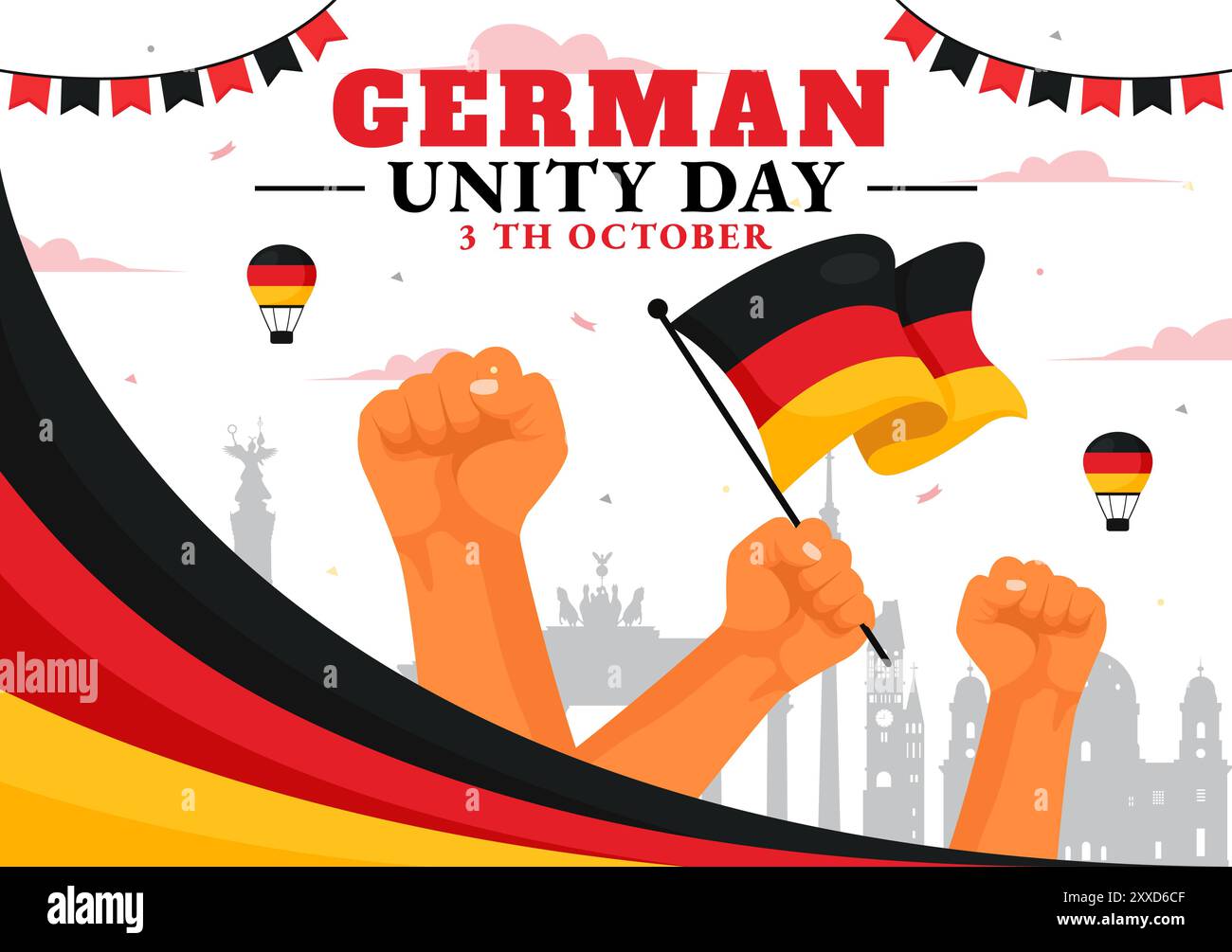 German Unity Day Vector Illustration on October 3rd featuring the ...