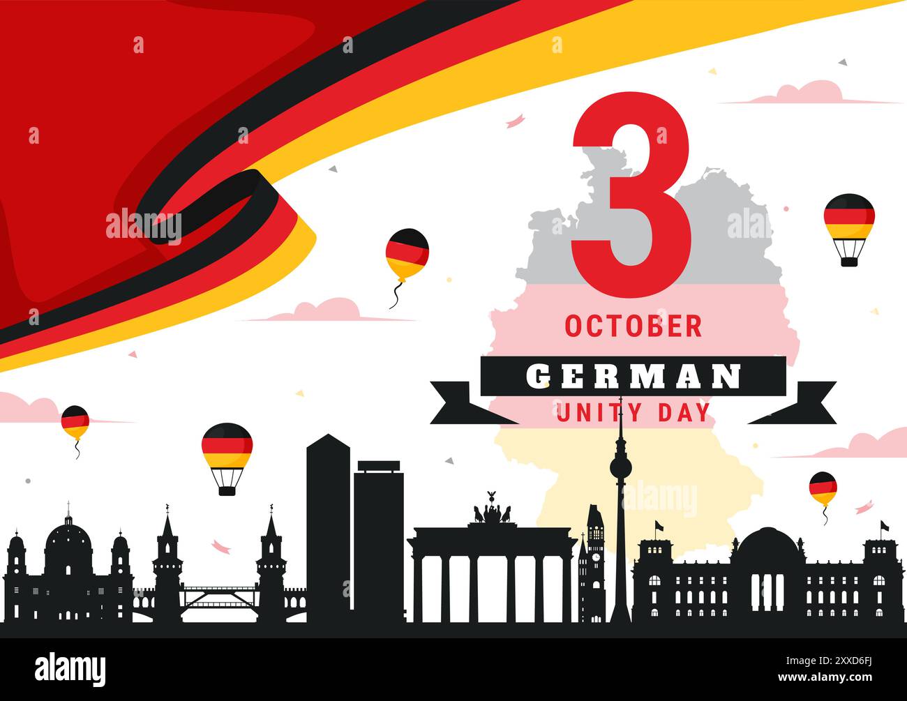 German Unity Day Vector Illustration on October 3rd featuring the ...
